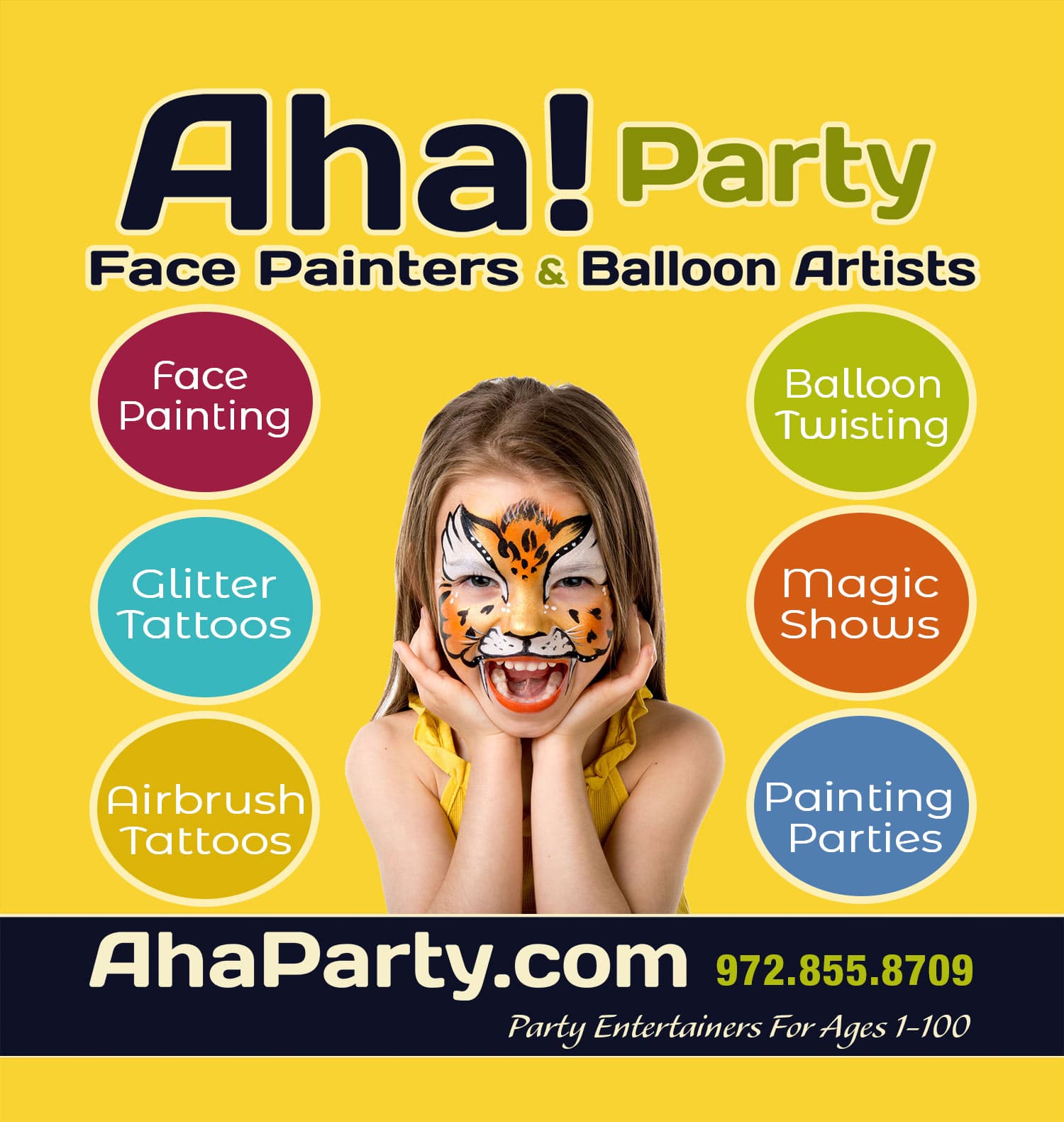 Face Painters for Parties - AHA! Face Painting & Balloons